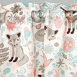 Lush Decor Pixie Fox Room Darkening Window Valance, 18" x 52" + 2" Header, Gray Curtain Valence, Pink & Gray