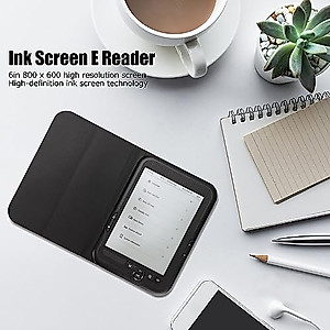 E Reader with Electronic Ink Screen, Headphone and Leather Case, Portable 6 Inch 800x600 Resolution Display E Book Reader, Electronic Digital Book Read, Support 32GB TF Card (16GB)