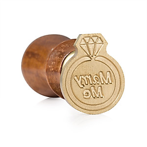 Mceal Wax Seal Stamp Special Shape Brass Head Wooden Handle (Wedding Ring)