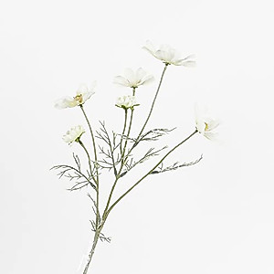 2 Pcs Artificial Fake Flowers Plants Cosmos Silk Flower Arrangements Wedding Bouquets Decorations Plastic Floral Table Centerpieces for Home Kitchen Garden Party Decor Approx 23.6'' High - White