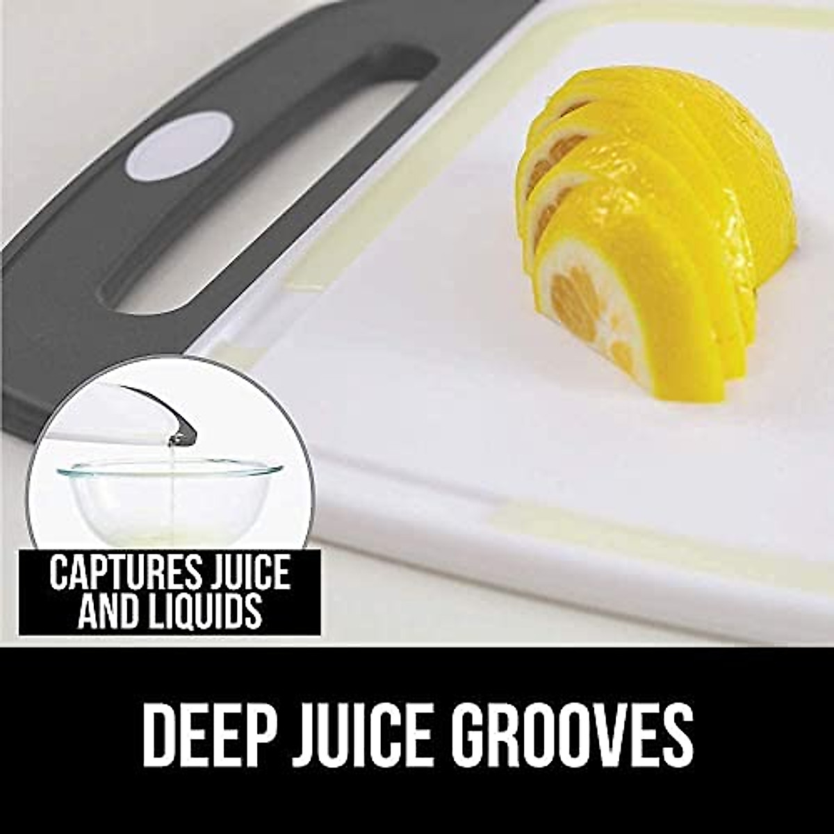 Gorilla Grip Cutting Board Set of 3 and Silicone Oven Mitts Set, Both in Gray Color, 2 Item Bundle