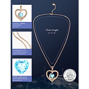 Birthstone Necklace for Women, Gold Necklace, Mothers Day Gift for Mom, Sterling Silver March Birthstone Jewelry Created Aquamarine Necklace Gifts for Wife