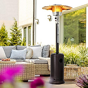 Patiomore Outdoor Propane Heater Patio Tall Standing Heater, 48000 BTU, Smooth Black