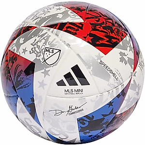 adidas MLS Mini Soccer Ball, White/Blue/Red, 3