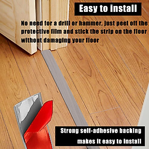 6.56 ft Floor Divider Strip Self Adhesive 2 inch Wide Floor Threshold Strip Vinyl Floor Edge Trim Floor Gap Covering Connecting Strip (Ash Wood Grain)