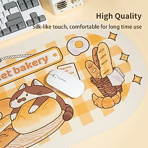 GeekShare Cute Cat Bakery Mouse Pad - Large Non-Slip Base PU Desk Mat for Keyboard and Mouse, Perfect for Gaming, Writing, or Home Office Work