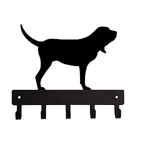 The Metal Peddler Bloodhound Key Holder Hanger for Wall- Small 6 inch Wide - Made in USA; for Dog Lovers; Storage Hooks