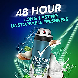 Degree Men Antiperspirant Deodorant Dry Spray Coconut & Mint 3 count 72hr Sweat and Odor Protection Degree for Men 3.8 oz