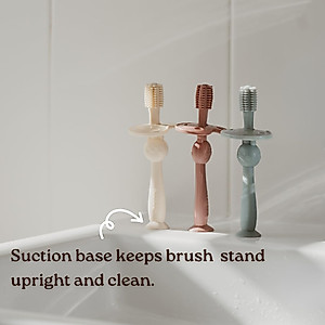 Haakaa 360° Silicone Baby Toothbrush – 100% Soft Food Grade Silicone, BPA-Free, Suction Base, Safe for Babies 6 Months+, Gentle Gum and Teeth Cleaning for Infants, Gum Massager