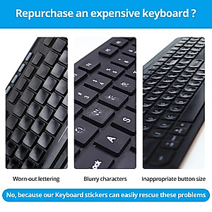 English Keyboard Stickers[5 in 1],Replacement English Keyboard Sticker with White Font on Black Background Universal for Laptop Desktop Computer,Matte English Keyboard Alphabet Sticker