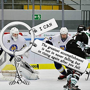 FUSTMW Hockey Gift Ice Hockey Charm Keychain Inspirational Hockey Team Gift Ice Hockey Players Gift for Hockey Moms & Coaches (silver)