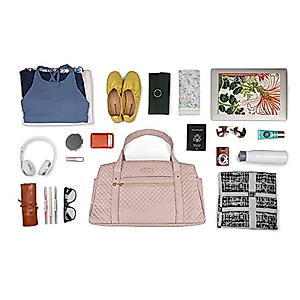 Travel Duffle Bag, BAGSMART 31L Quilted Weekender Overnight Bag for Women, Large Carry On Airport Bag with Wet Pocket & Shoe Bag for Travel, Business Trips, Sports (Pink-Basic version)