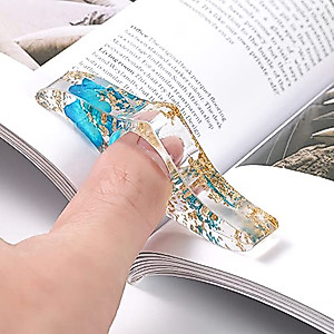 RMSK Book Page Holder for Reading - 2 Pcs Dried Flower Resin Thumb Book Page Holder and 2 Pcs Bookmark with Tassel - Useful Book Accessories for Reading Lovers, Teachers, and Students