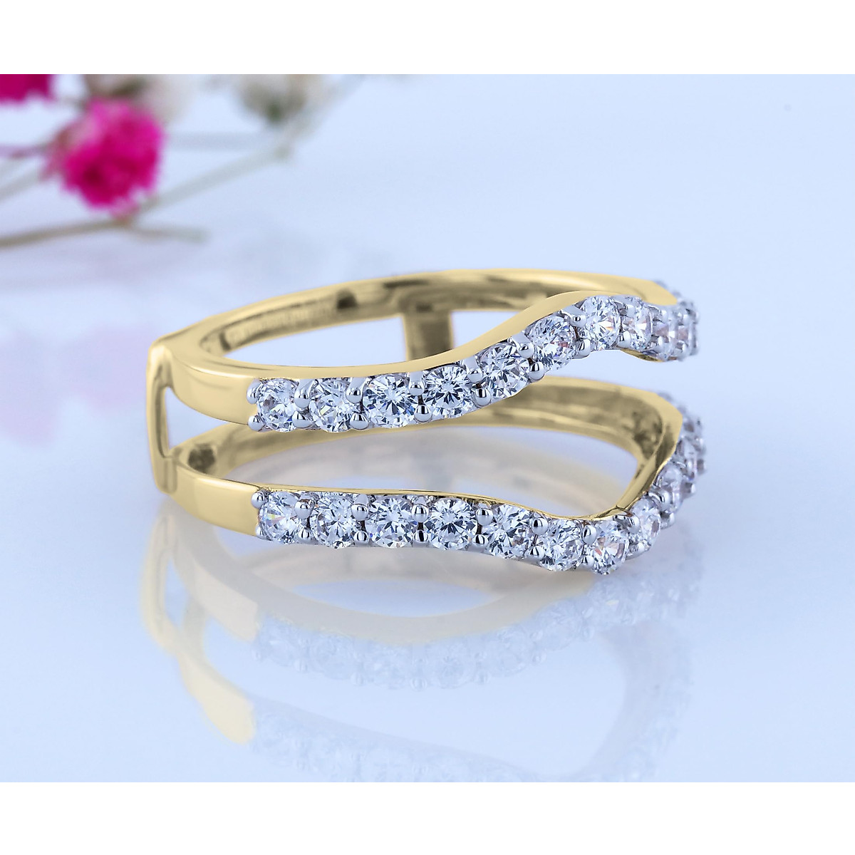 Dazzlingrock Collection 1.65 Carat (ctw) Round Cubic Zirconia Wedding Enhancer Guard Ring for Women in 10K Yellow Gold Size 6