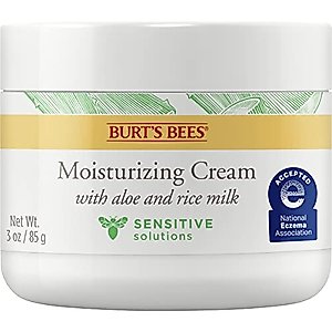 Burt's Bees Hydrating Moisturizing Cream for Sensitive Skin with Aloe & Rice Milk, Natural Origin Formula for Face & Body, 3 oz