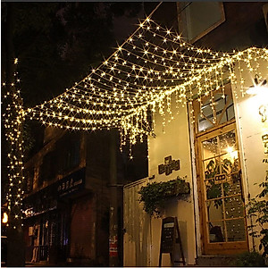 Solar Light String, Solar Copper Wire Light String 66 Feet 200 Led Small Lights, 8 Switching Modes, Starry Sky Outdoor Waterproof, Suitable for Home, Garden, Terrace, Wedding and Party (Warm White)