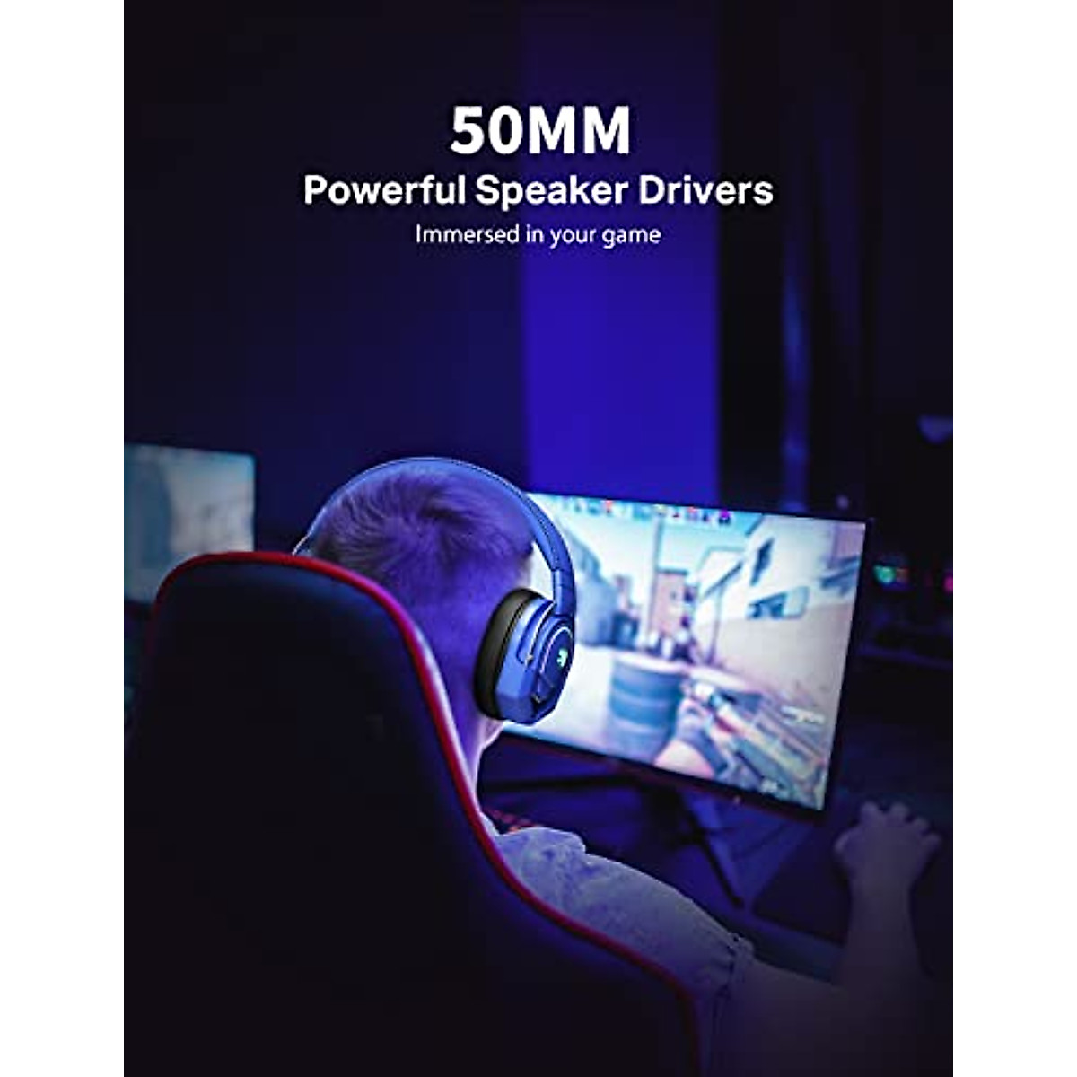 ZIUMIER Z88 Gaming Headset with Microphone, Wired Gaming Headphones Compatible for PC, PS4, PS5, Xbox One, Xbox Series X & S, Switch, 3.5 mm Audio Jack, Noise Cancelling Mic & RGB Light (Blue)