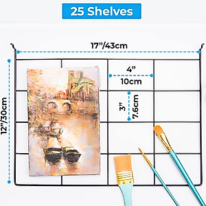 Joymaney Art Drying Rack for Classrooms and Art Studios, Original Unique System of 25 Shelves That Have 90 Degree Lift and are Removeable, Mobile and Sturdy, Ideal for Schools,Art, Preschool