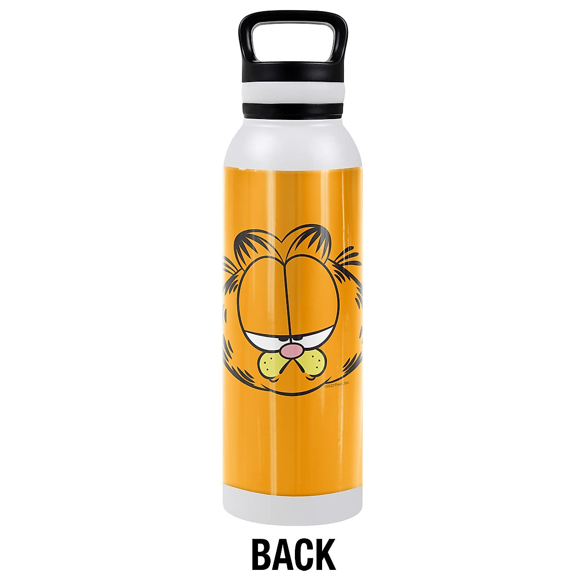 Garfield OFFICIAL Garfield Big Head 24 oz Insulated Canteen Water Bottle, Leak Resistant, Vacuum Insulated Stainless Steel with Loop Cap, White