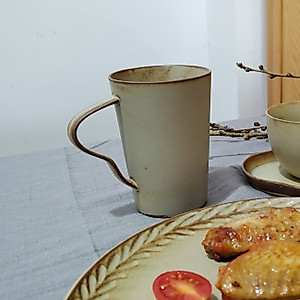 globe faith Small Chic Pottery Espresso Coffee Mug, Rustic Handmade Clay Tea Cup for Home and Office with Unique Handle, Dishwasher& Microwave Safe, Matte Earthy Yellow 9oz