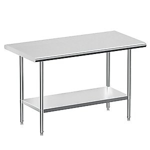 JOPHUN Stainless Steel Work Table, NSF Commercial Worktable with Undershelf and Legs for Restaurant, Home and Hotel - 24" D x 48" W x 34" H Inches