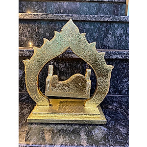 Will and Weaves Laddu Gopal Wooden Jhula Hand crafted Traditional Jhula Meenakari Jhula Kanha Ji Jhoola Carousel Bal Gopal Swing For Size 0 and 1 Thakur Ji For Janmashtami Pooja