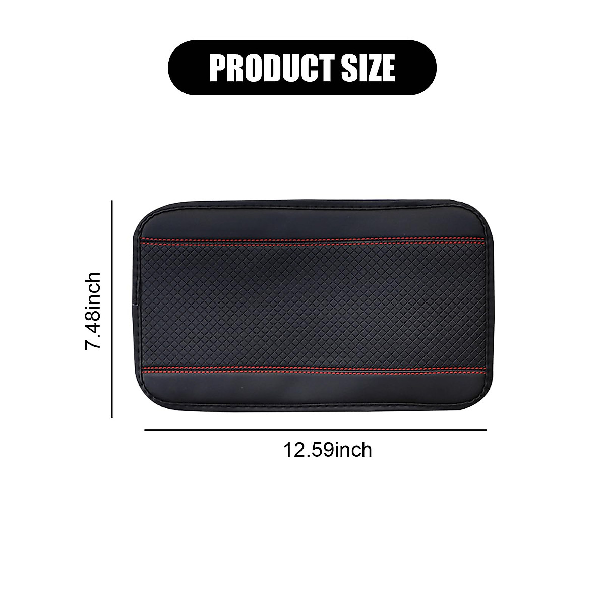 Hawyet 1 PC Car Center Console Armrest Cover Pad, 12.5In x 7.4In Fiber Leather Embossing Center Console Armrest Protector, Universal Waterproof Armrest Box Mat (Red & Black)