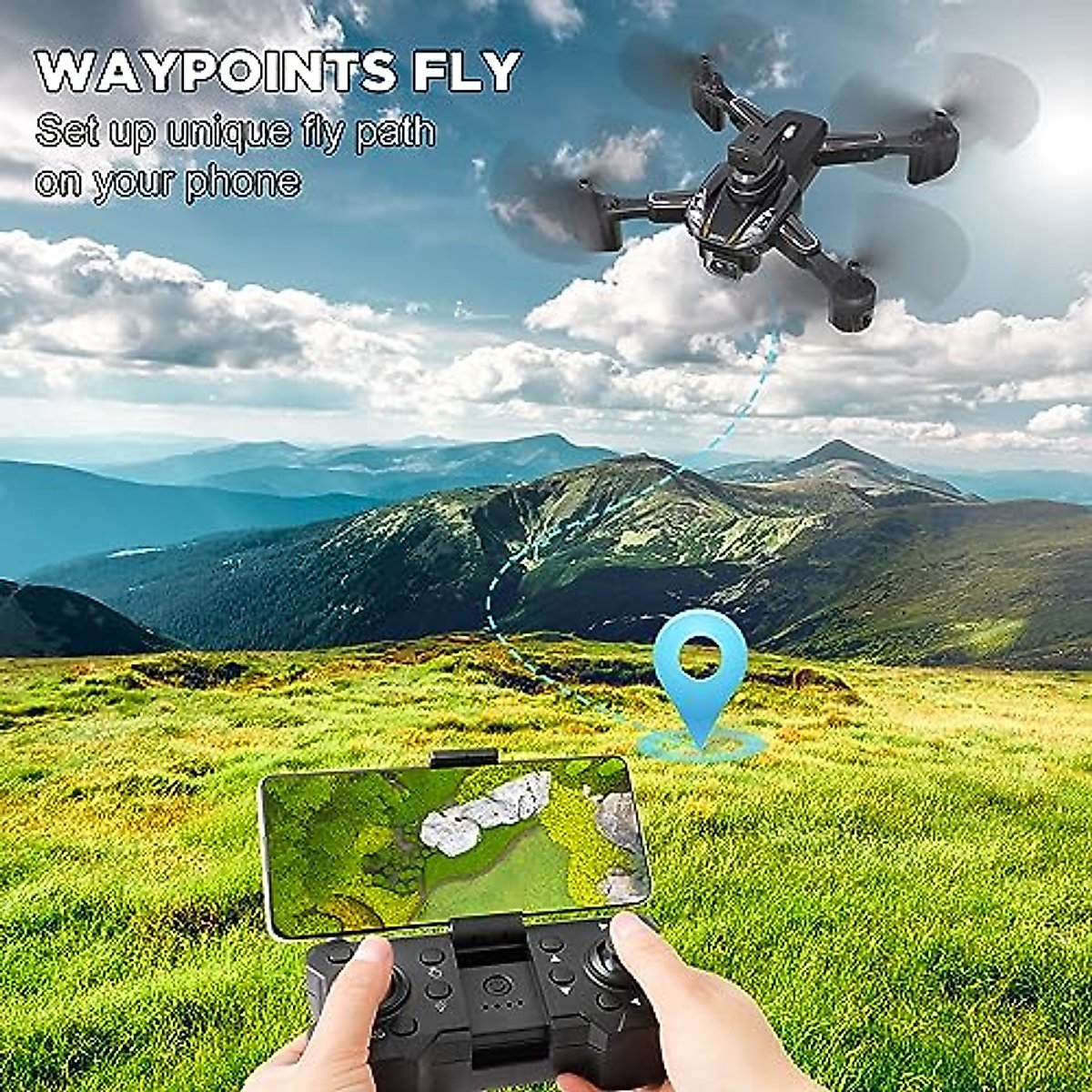 ZELARO Drone with Dual 4K Cameras for Adults with LED Light,Foldable RC Quadcopter WiFi FPV Mini Drone UAV Remote Control Drone Toy with Battery, Altitude Hold, Gesture Control,Toys Gifts Beginners