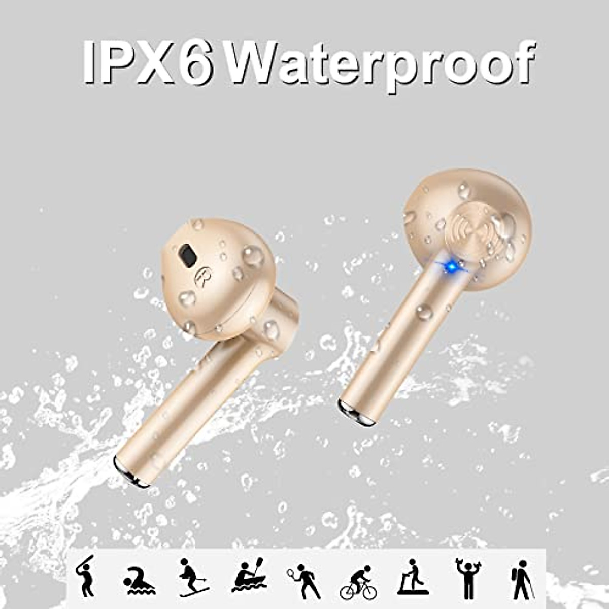 Wireless Earbuds, Bluetooth 5.2 ENC Noise Cancelling Deep Bass in-Ear Stereo Earphones, IPX6 Waterproof Headphones with Mic, USB-C Charging Case, Touch Control Ear Buds Headset for iPhone Android iOS