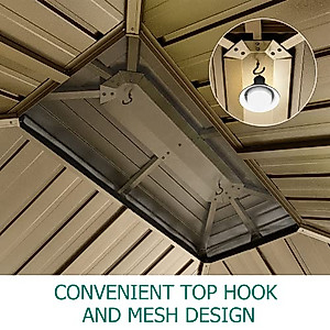 YITAHOME 10x12ft Hardtop Gazebo with Nettings and Curtains, Heavy Duty Double Roof Galvanized Steel Outdoor Combined of Horizontal Vertical Stripes Roof for Patio, Backyard, Deck, Lawn (Bronze)