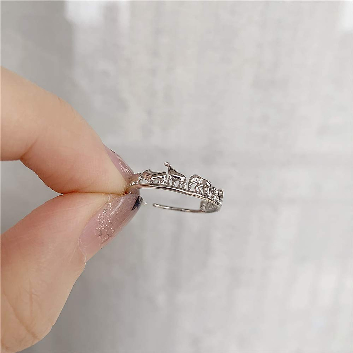 Sterling Silver Dinosaur Elephant Animal Migration Ring for Women Best Friends Dragon Wildlife Family Expandable Knuckle Open Band Rings Adjustable Comfort Fit Unique Statement Jewelry
