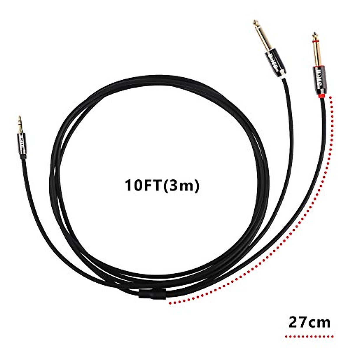 UCEC 10FT/3M 3.5mm 1/8" TRS to Dual 6.35mm 1/4" TS Mono Y-Cable Splitter Cord with Zinc Alloy Housing for iPhone, iPod, Laptop, CD Players, Power Amplifier, Multimedia Speakers, Home Stereo Systems