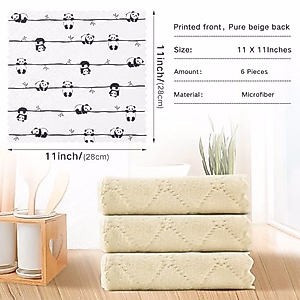 FRODOTGV Vector Pattern Cute Little Panda Microfiber Kitchen Dish Towels Countertop Tea Towel Kitchen Terry Dish Cloths Hand Towels for Kitchen
