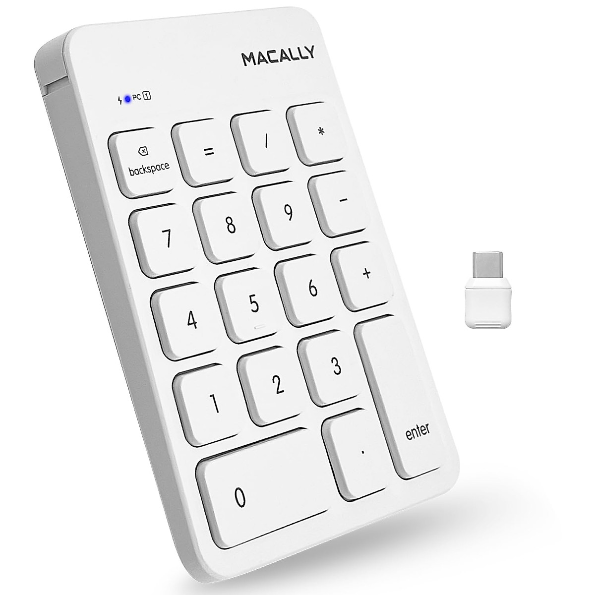 Macally USB C Wireless Number Pad | Numeric Keypad for Mac Macbok iMac | Wireless 10 Key for Laptop PC Computer Notebook Surface Chrome (2.4G USB) Perfect for Data Entry Numpad Number Keyboard