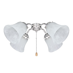 Aspen Creative 23030-4 Transitional Alabaster Bell Shape Ceiling Fan Glass Shade 2-1/8" Fitter, 4-3/4" D x 4-3/4" H, 4 Pack