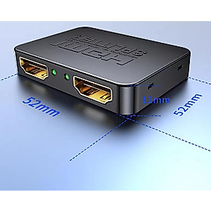 HDMI Splitter 1 in 2 Out, 4K HD Hdmi Screen Splitter Switcher 1 Female to 2 Female 1080P Audio Video Output, for TV, Monitors, Projector, Laptop, Computer, with HDMI/USB Cable [ Not Extend]