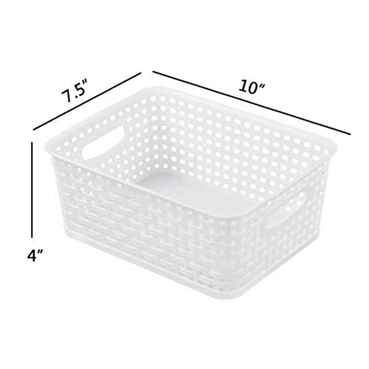 Sosody Plastic Woven Storage Baskets, Small Classroom Baskets, White, 6 Packs
