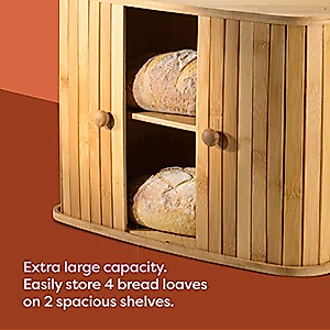 Klee Wooden Bread Box | Bamboo Bread Holder | Corner Bread Keeper Storage Box, Fully Assembled