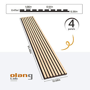 Olanglab Wood Panels for Wall, 4 Pack Wood Slats Wall Panel, 94.48"x 12.59"x 0.82" Each Acustic Wood Wall Panel, 3D Wall Panels for Interior Wall Decor, (Warm Oak)