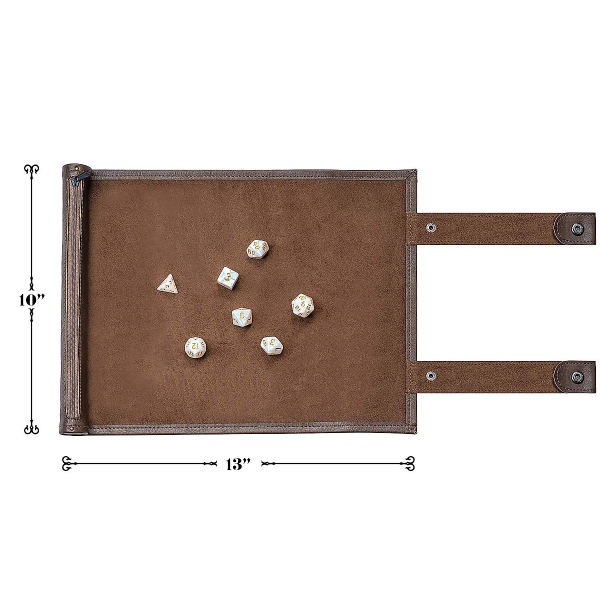 Dice Tray and Rolling Folding Mat Compatible with DND Dice Scroll Mat Holder Storage Holds up to 2 Sets of Dice(Included) for All Tabletop RPGs and Dungeons & Dragons Game Dice