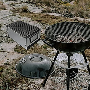 Happyyami Grill Barbecue Tool for Outdoor Small BBQ Outdoor Barbecue Tool Useful Barbecue Tool Folding Barbecue Portable Camping Stove BBQ Supply BBQ Tool BBQ net ferroalloy Foldable Travel