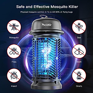 PEMATAR Bug Zapper Outdoor Electric, 4200V/20W High Power Voltage Mosquito Zapper, IPX4 Waterproof Fly Traps, Fly Zapper for Camping, Backyard, Patio and Garden