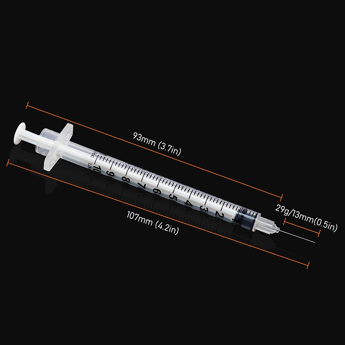 Eomhept 1ml 1cc 29 Gauge x 13mm (1/2") Disposable Lab Supplies, Individual Packing, Pack of 50