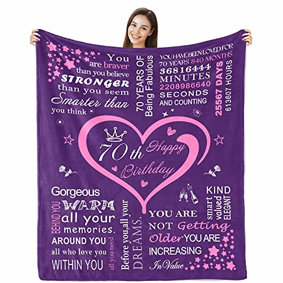 70th Birthday Gifts for Women Blanket 50"x60", 70th Birthday Gifts Ideas Throw Blanket, 1953 Birthday Gifts for Women, 70th Birthday Gifts for Sister Wife Mom Grandma, 70 Year Old Birthday Gift Ideas