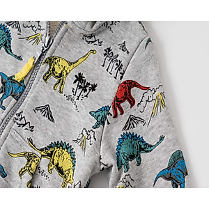 LeeXiang Toddler Boys Full Zip Dinosaur Hoodies Comfortable Sweatshirt (Dinosaur, 4-5T)