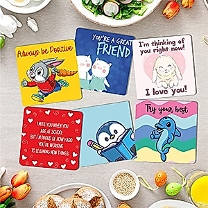 50 Different Design Cards Lunch Notes for Kids, with 20 sheets of Complimentary Puffy Stickers, Lunch Box Notes for Kids Unique Designs, Lunch Box Notes for Boys and Girls, Kids Affirmation Cards