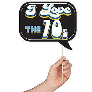 70s Photo Booth Props - 41-pc Disco Photo Booth Kit with 8 x 10-Inch Sign, 60 Adhesive Pads, 45 Sticks - Disco Photo Booth Props - 70's Party Props - 70s Decorations