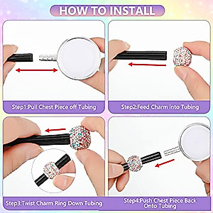 6 Pieces Stethoscope Decorations Stethoscope Charms Crystal Stethoscope Charm Bling Stethoscope Charm Round Stethoscope Charm for Nurses Doctors Veterinarians Technicians