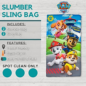 Paw Patrol Kids Soft Lightweight 2 Piece Sleeping/Slumber Bag and Sling Bag Set, 46"(L) X 26"(W), (Official Licensed Paw Patrol Product) by Franco