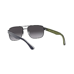 Ray-Ban Men's RB3530 Square Sunglasses, Gunmetal/Light Grey Gradient Dark Grey, 58 mm